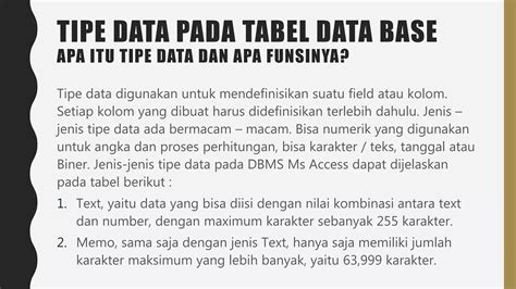 Tabel Tipe Data Record And Field Basis Data Pptx