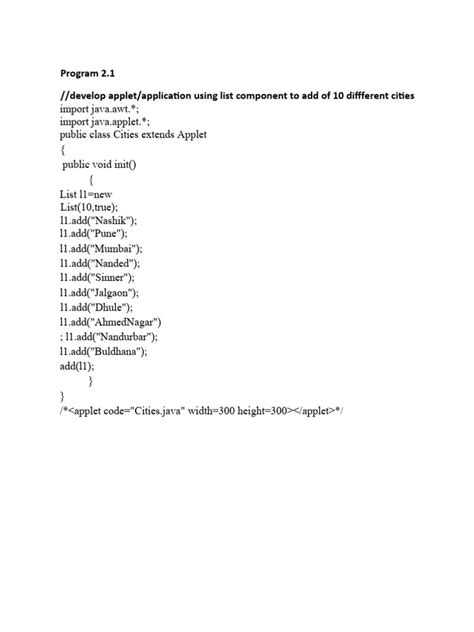 Program 21 Develop Appletapplication Using List Component To Add Of
