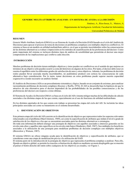 Generic Multi Attribute Analysis