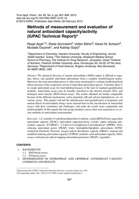 Pdf Methods Of Measurement And Evaluation Of Natural Antioxidant Capacityactivity Iupac