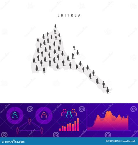 Eritrea People Map Detailed Vector Silhouette Mixed Crowd Of Men And Women Population