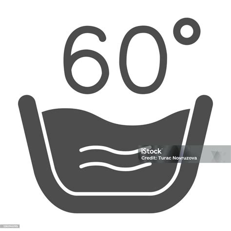 온수 솔리드 아이콘의 분지 청소 서비스 개념 흰색 배경에 60c 기호 이하세척 모바일 웹 디자인용 글리프 스타일로 수온 아이콘세척 벡터 그래픽 개념에 대한 스톡 벡터 아트