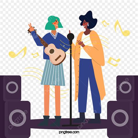 만화 손으로 그린 음악 축제 기타 일러스트 노래 그림 노래 Kpop 음악 만화 Png 일러스트 및 Psd 이미지 무료 다운로드 Pngtree