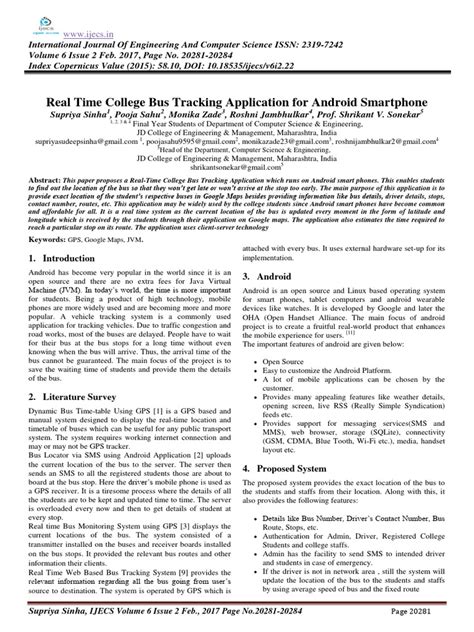 Real Time College Bus Tracking Applicati Pdf Android Operating