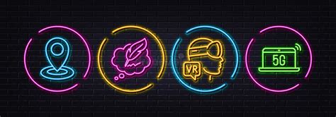 Augmented Reality Location And Copyright Chat Minimal Line Icons For Web Application Printing