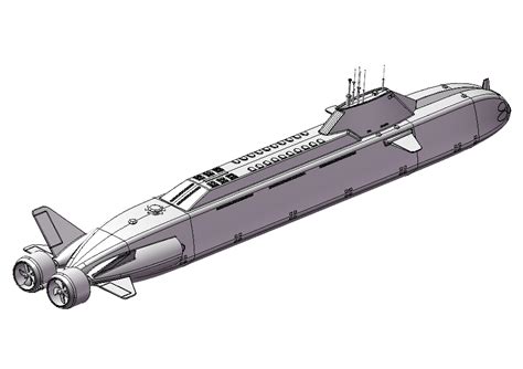 E1000 深海核潜艇设计三维sw2016无参 Solidworks 2016 模型图纸下载 懒石网