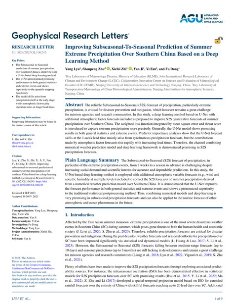 Pdf Improving Subseasonal‐to‐seasonal Prediction Of Summer Extreme Precipitation Over Southern
