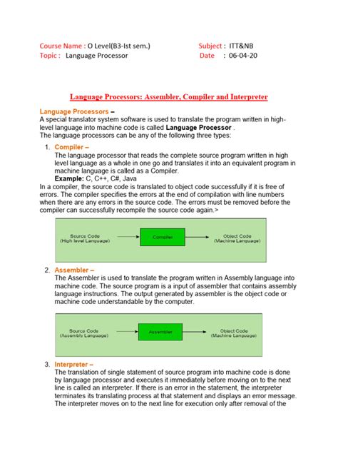 Language Processors Assembler Compiler Interpreter Pdf Compiler