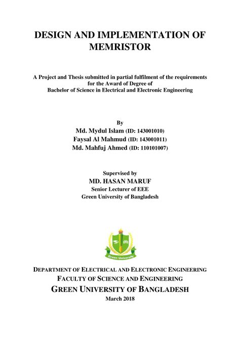 PDF Design And Implementation Of Memristor