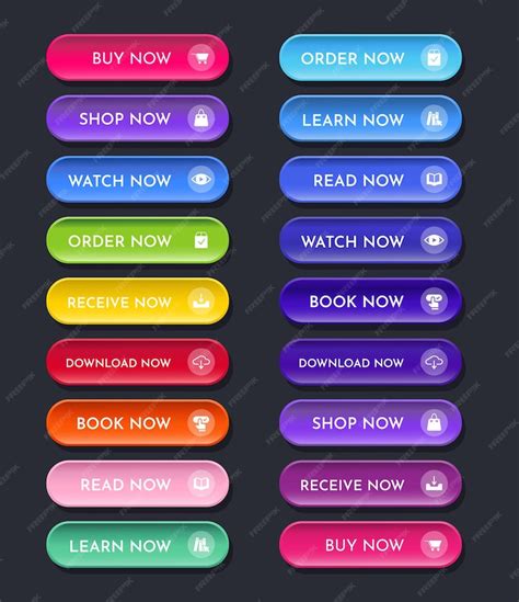 Premium Vector Web Buttons Pack In Colors For Different Purposes 3d