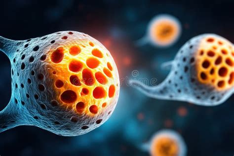 Abstract Glowing Cells 3d Medical Illustration Of Synthetic Biological
