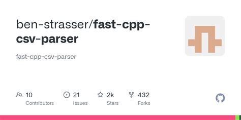 GitHub Ben Strasser Fast Cpp Csv Parser Fast Cpp Csv Parser