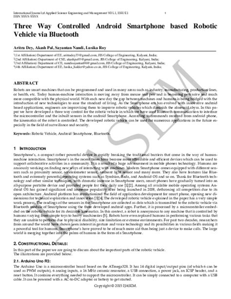 Pdf Three Way Controlled Android Smartphone Based Robotic Vehicle Via Bluetooth