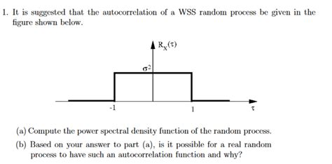 Solved 1 It Is Suggested That The Autocorrelation Of A Wss