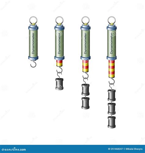 Dynamometer Force Measuring Instrument Set Of Four Silvery Cylindrical Spring Dynamometers Dynamometer Force Measuring Instrument Set Of Four Silvery Cylindrical Spring Dynamometers