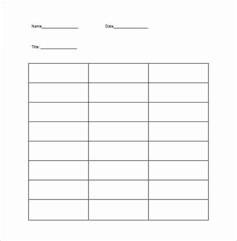 3 Column Chart Template Inspirational Blank Table Chart With 3 Columns Goals Template Word
