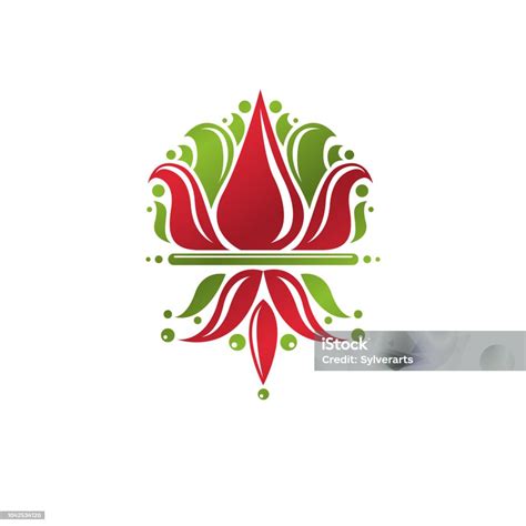 아름 다운 꽃으로 백합 꽃 로얄 기호를 사용 하 여 만든 빈티지 전 령 벡터 기호입니다 에코 친화적인 제품 기호 품질 테마 그림 킹 고급에 대한 스톡 벡터 아트 및 기타