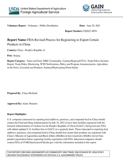 Fillable Online Fda Takes Steps To Facilitate The Export Of Food Under Fax Email Print
