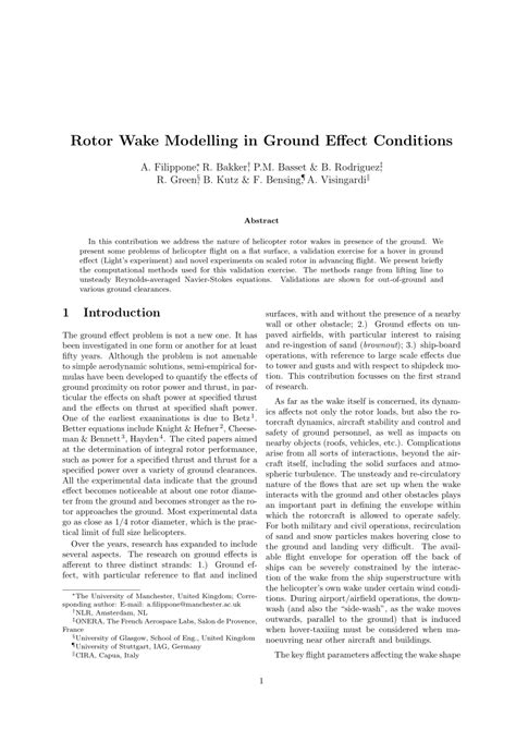 Pdf Rotor Wake Modelling In Ground Effect Conditions