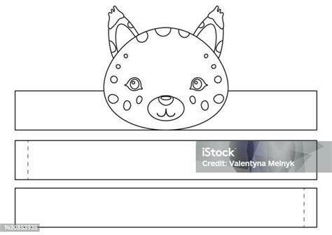 인쇄 가능한 살쾡이 종이 크라운 생일 크리스마스 베이비 샤워를위한 Diy 컷 파티 리본 템플릿 엔터테인먼트를위한 재미있는 액세서리 인쇄 색상 컷 및 접착제 벡터 스톡