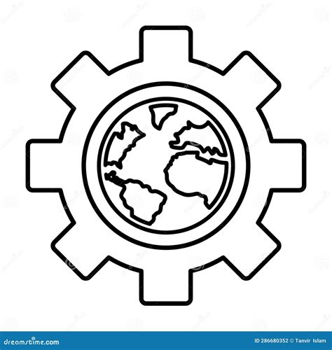 Global Setting Icon In Outline Style Stock Illustration Illustration