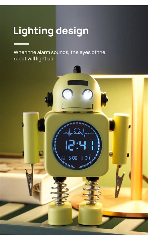 Metal Alarm Clock Robot Alarm Clock With Five Colors Optional Robot Shape Funny Alarm Clock