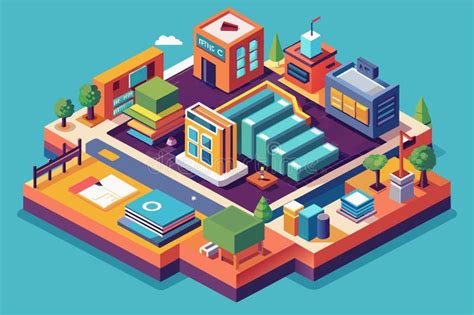 Isometric Illustration Of A Cityscape Featuring Various Buildings In A Flat Design Style We Are