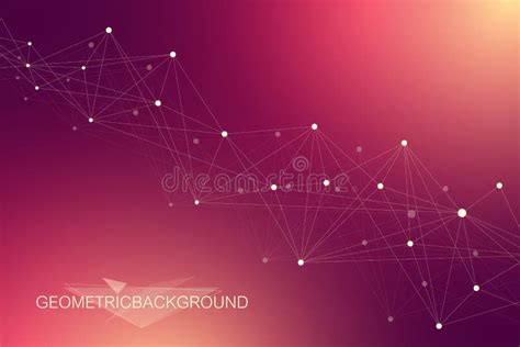 Geometric Graphic Background Molecule And Communication Connected Lines With Dots Stock Vector