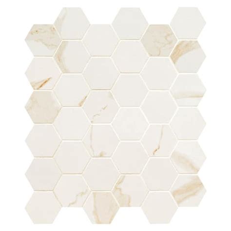 Msi Take Home Tile Sample Ader Calacatta 4 In X 4 In Matte Porcelain Mesh Mounted Mosaic Floor