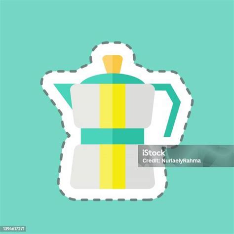 스티커 라인 컷 모카 냄비 음료 기호에 적합합니다 편집 가능한 간단한 디자인 디자인 템플릿 벡터 간단한 기호 그림 금속에 대한