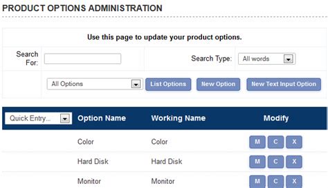 Setting Up The Product Options For The PHP And ASP Templates