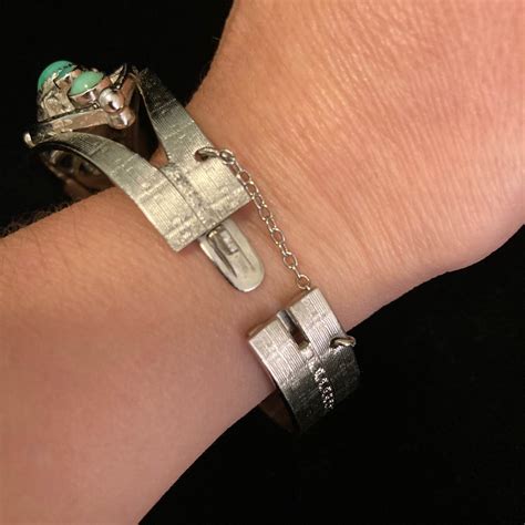Vintage Whiting And Davis Co Silver Tone And Turquoise Bracelet