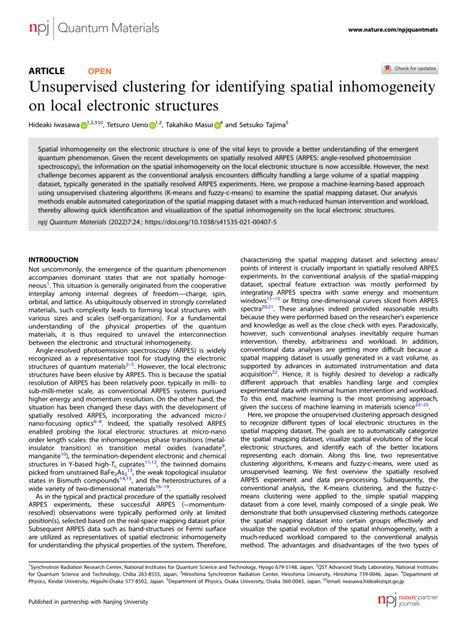 pdf unsupervised clustering for identifying spatial inhomogeneity on