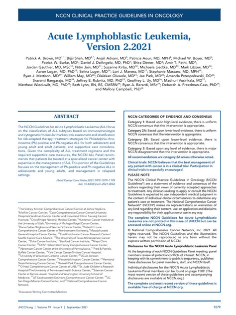 Acute Lymphoblastic Leukemia Nccn Pdf Leukemia Lymphoma Acute Lymphoblastic Leukemia Nccn Pdf Leukemia Lymphoma