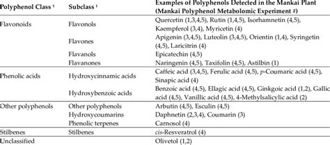 Examples Of Polyphenols Detected In Mankai Plant By Class And Subclass Download Scientific