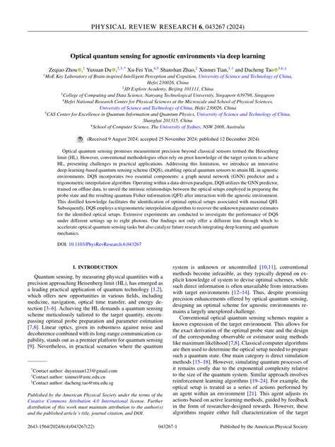 Pdf Optical Quantum Sensing For Agnostic Environments Via Deep Learning