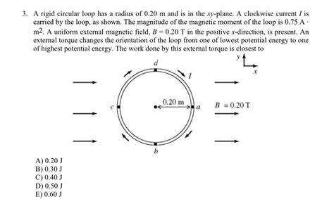 solved a rigid circular loop has a radius of 0 20m ﻿and is