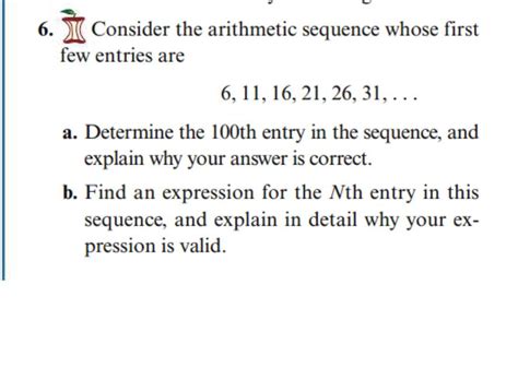 Solved 6 Consider The Arithmetic Sequence Whose First Few