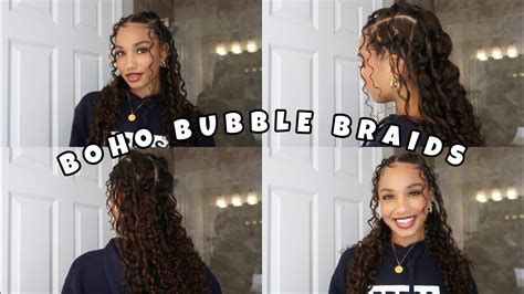 Tutorial Boho Bubble Braids On 3a B Curls Youtube