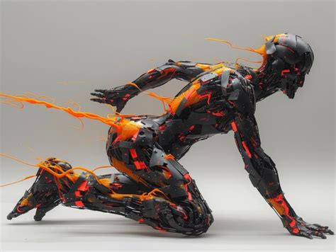 Futuristic Robotic Human Figure Premium Ai Generated Image