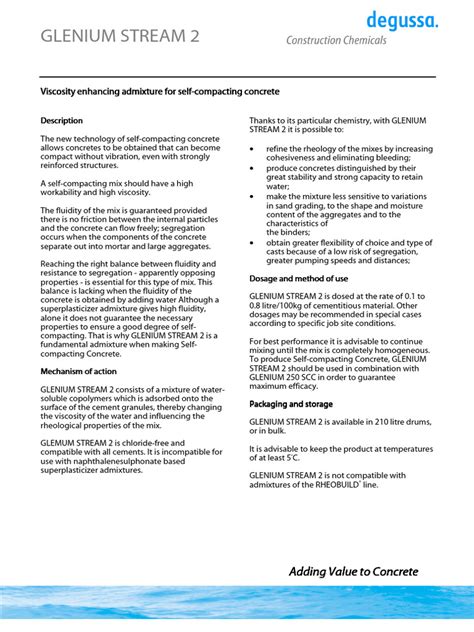 Glenium Stream 2 Pdf Concrete Viscosity