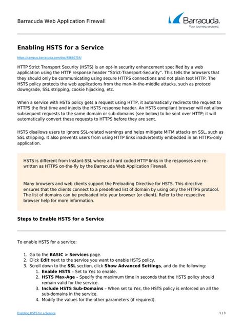 Enabling Hsts For A Service Pdf Internet Architecture Internet Protocols