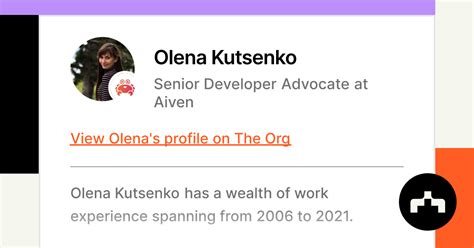 olena kutsenko senior developer advocate at aiven the org