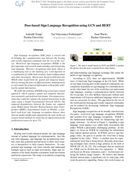Pdf Pose Based Sign Language Recognition Using Gcn And Bert