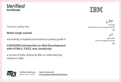 Mohit Singh Solanki On Linkedin Edx Ibm Webdevelopment Htmlcss