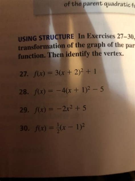 solved using structure in exercises 27 30 transformation of