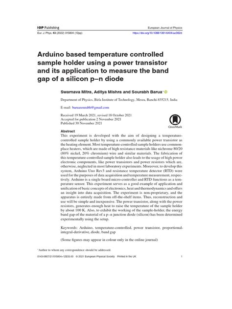 Arduino Based Temperature Controlled Sample Holder Using A Power Transistor And Its Application