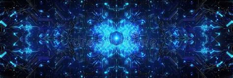 Futuristic Neural Network Patterns In Deep Blue With A Central Node Cluster Against A Techy