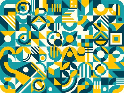 Yellow Blue Turquoise Abstract Geometric Pattern Stock Vector Illustration Of Pattern Grid