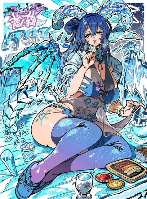 Kafun Original Blue Footwear Girl Arm Tattoo Bikini Bikini Under Clothes Block Heels